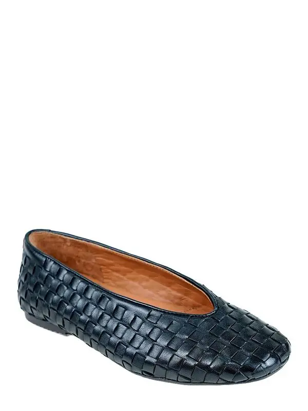 KENNETH COLE Willow Woven Flats - Black Leather