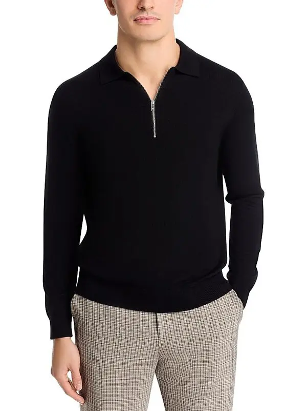 Nn07 Sergio Quarter Zip Polo Sweater - Black