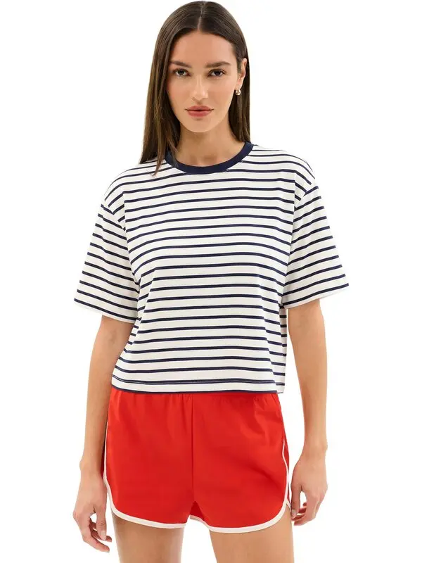 Splits59 Djuna Oversized Jersey Tee - White/indigo Stripe