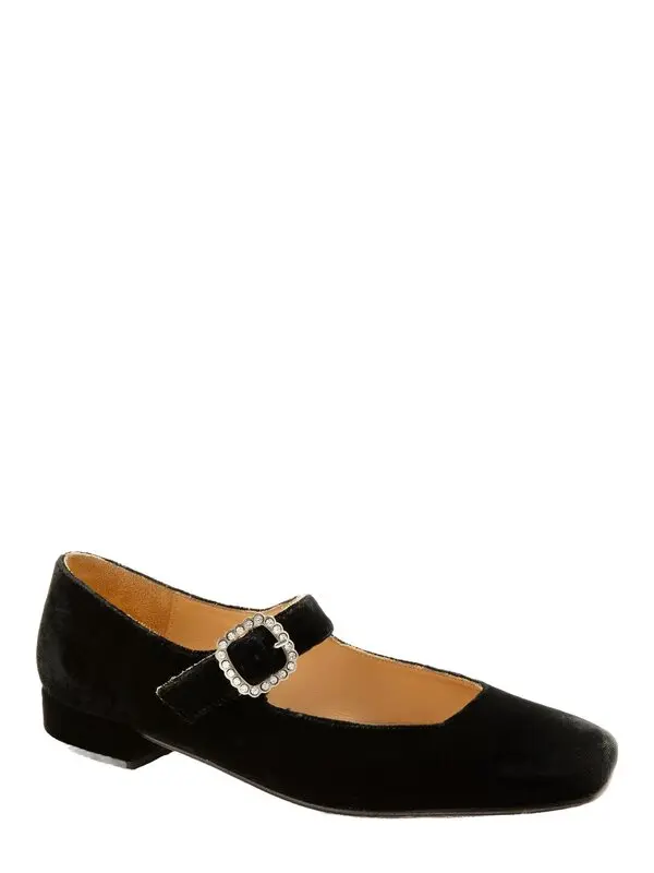 Penelope Chilvers Velvet Mary Jane Flat - Black