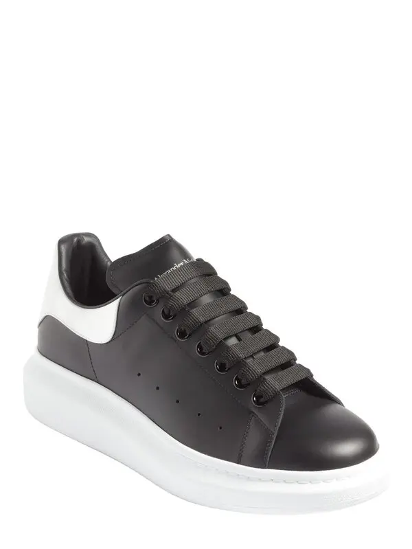 Alexander McQueen Oversized Leather Sneaker - Black/ White