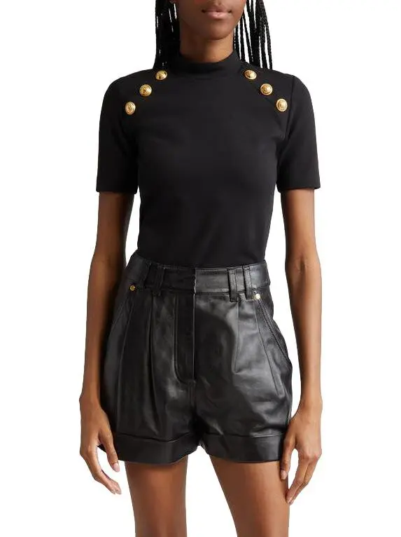 Balmain Six-button Detail T-shirt - 0pa Black