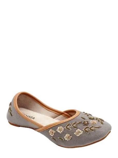 FUCHSIA Nawal Embroidered Flat - Gray