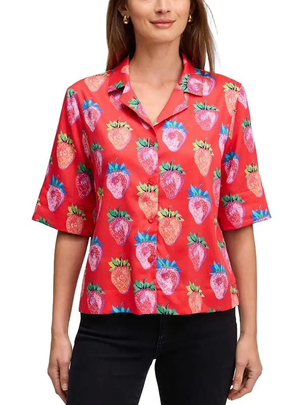Foxcroft Quinn Strawberry Print Shirt - Multi