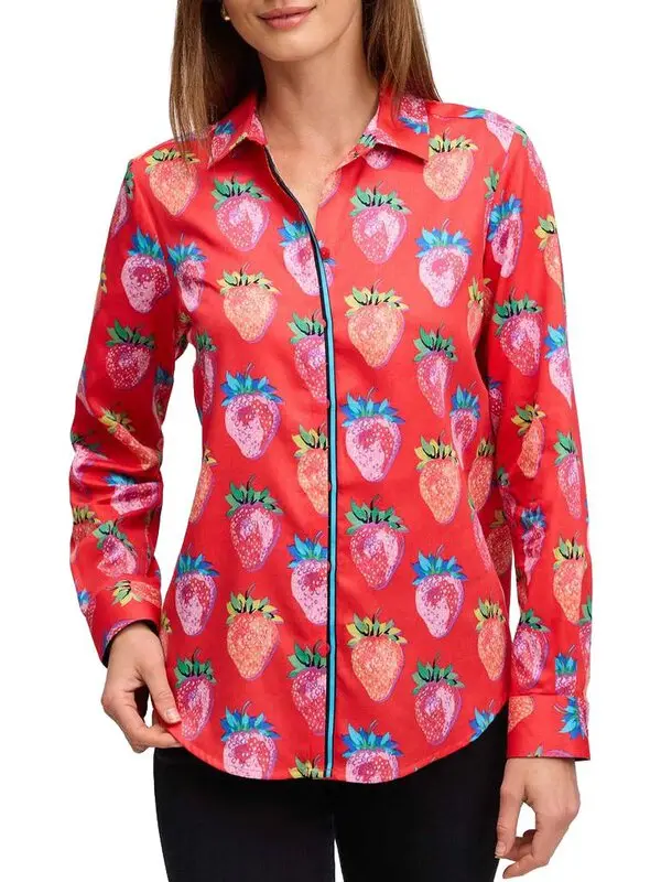 Foxcroft Charlie Strawberry Print Shirt - Multi
