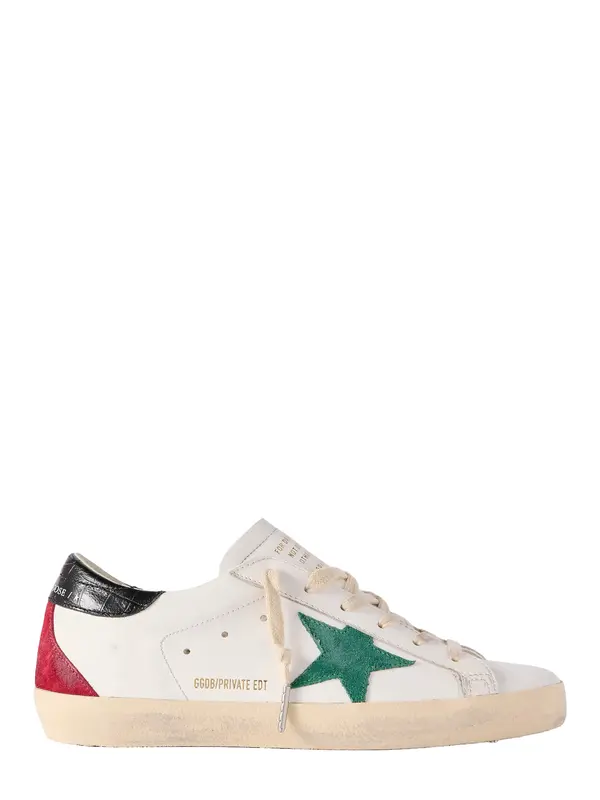 GOLDEN GOOSE Super-star Distressed Leather Sneakers - White