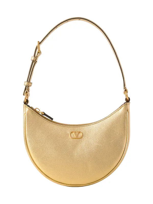 Valentino Garavani Vlogo Mini Metallic Textured-leather Shoulder Bag - Gold