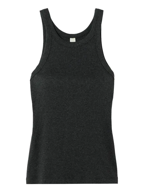 TOTEME Ribbed Organic Cotton-blend Jersey Tank - Gray