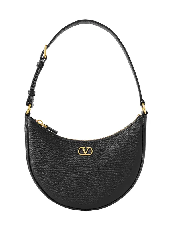 Valentino Garavani Vlogo Mini Textured-leather Shoulder Bag - Black
