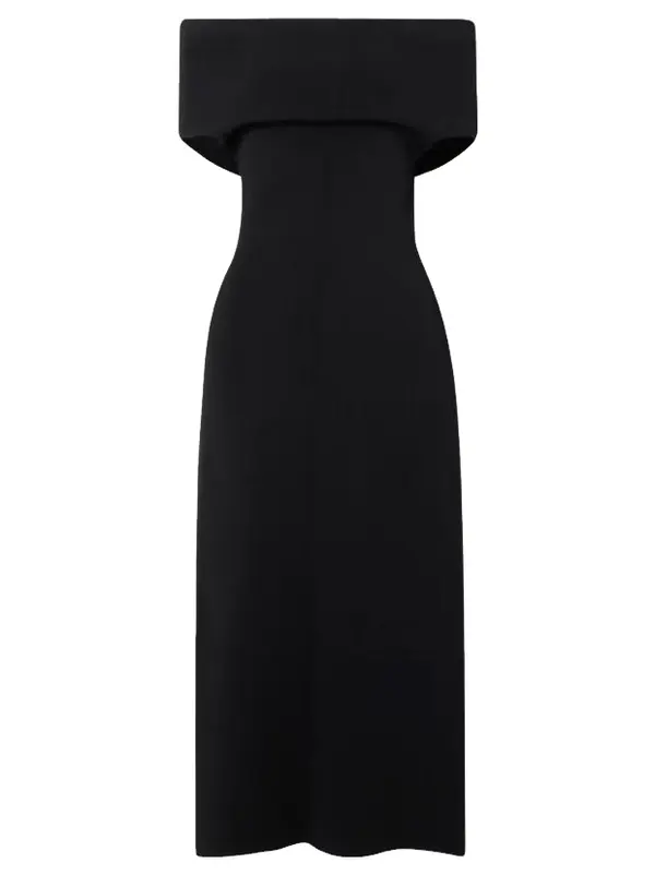 TOTEME Off-the-shoulder Jersey Midi Dress - Black