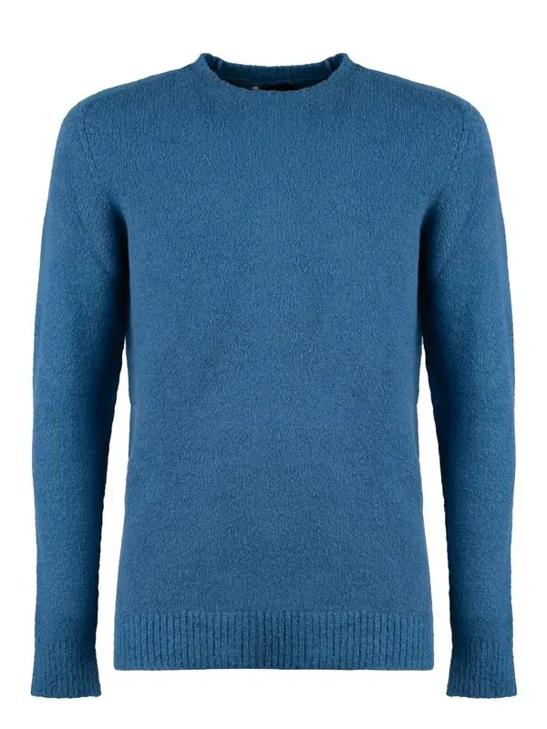 ROBERTO COLLINA Bouclé Crew-neck Sweater - Blue
