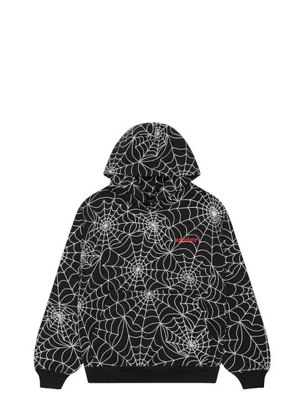 SP5DER Embroidered Aop Hoodie - Black