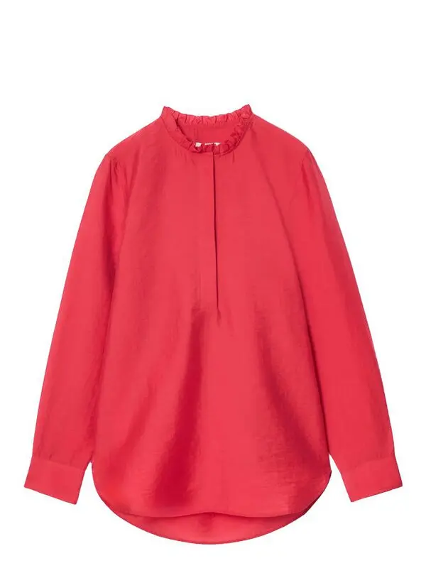 Cos Textured Ruffle-collar Blouse - Red