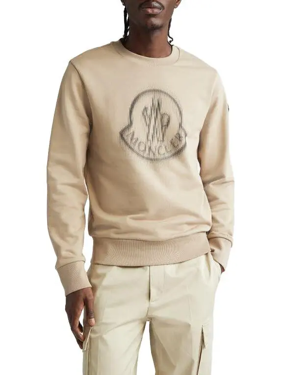 Moncler Blurred Logo Graphic Sweatshirt - Sand Beige
