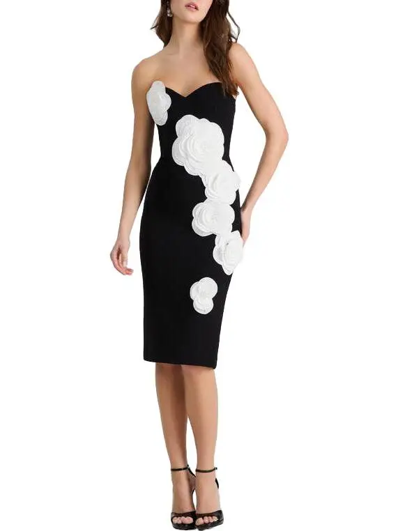 HELSI Kaia Floral Appliqué Dress - Black/off White