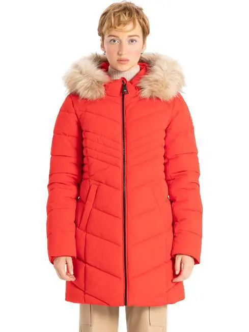 POINT ZERO Arnetta Chevron Chic Parka - Red
