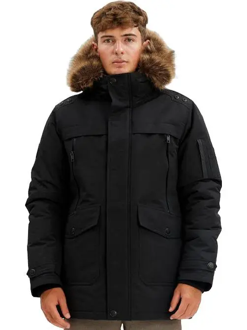 POINT ZERO Mariano Hooded Mid-length Parka - Black
