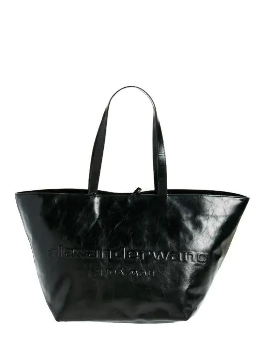 Alexander Wang Punch Crinkled Leather Tote - 001 Black