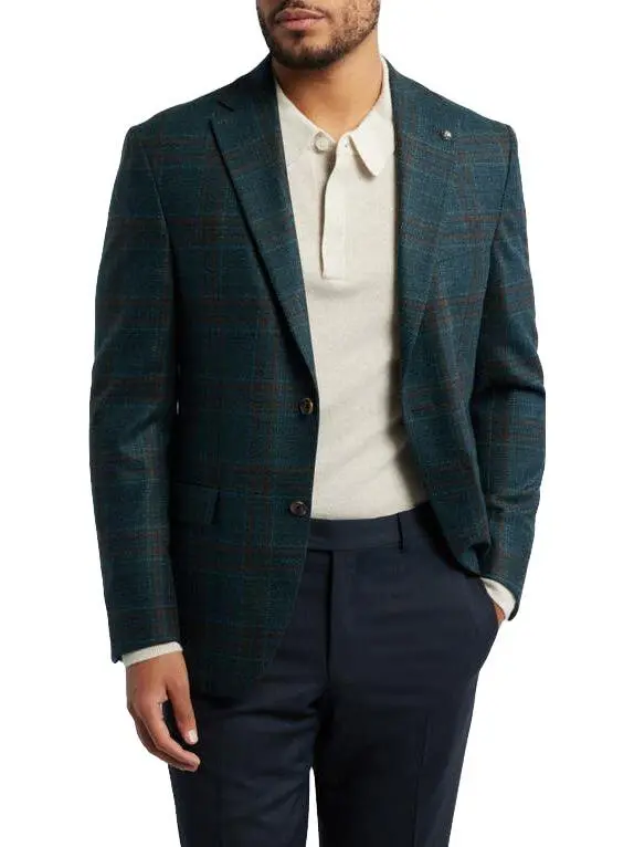 JACK VICTOR Midland Plaid Slub Wool Sport Coat - Blue