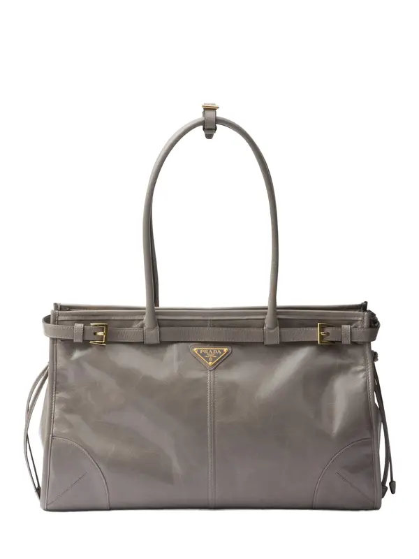 Prada Bonnie Large Leather Handbag - Pewter