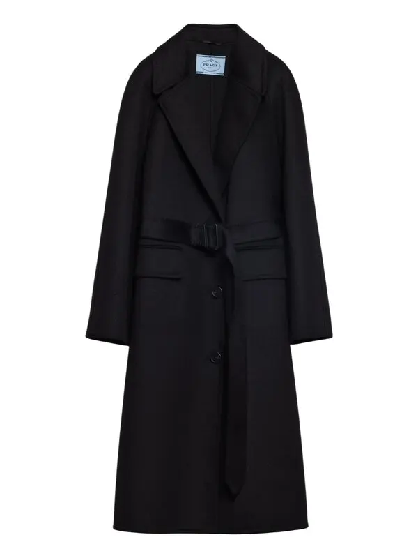 Prada Single-breasted Cashgora Overcoat - Black