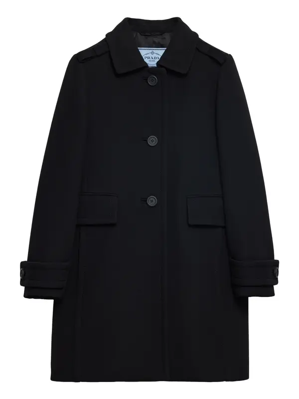 Prada Natté Pea Coat - Black