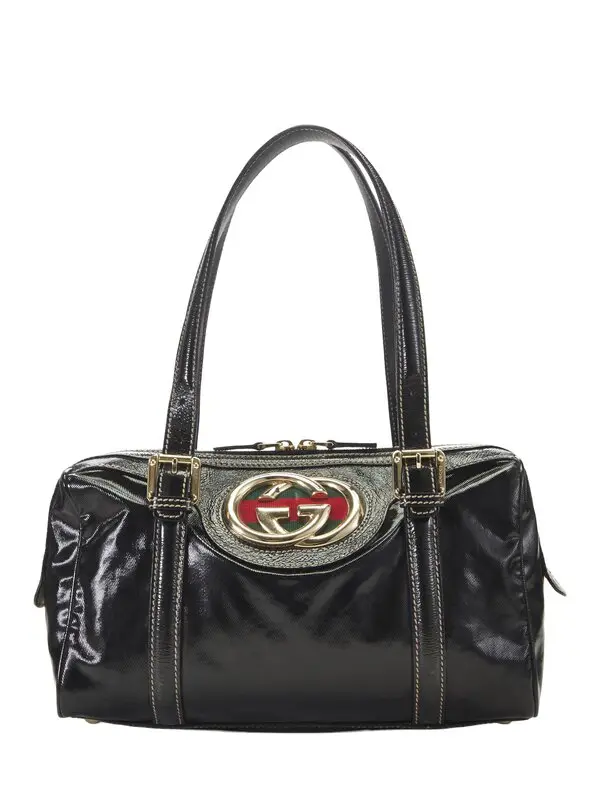 Gucci Leather Britt Boston Bag - Black