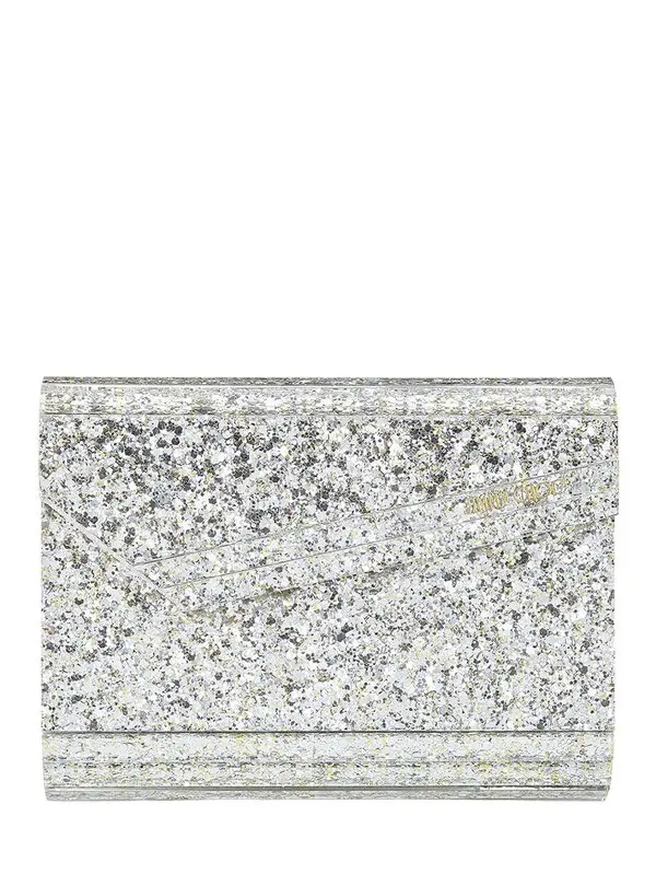 JIMMY CHOO Candy Glitter Acrylic Clutch - Silver