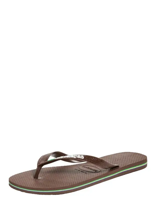 Havaianas Brazil Logo Flip Flops - Dark Brown/white