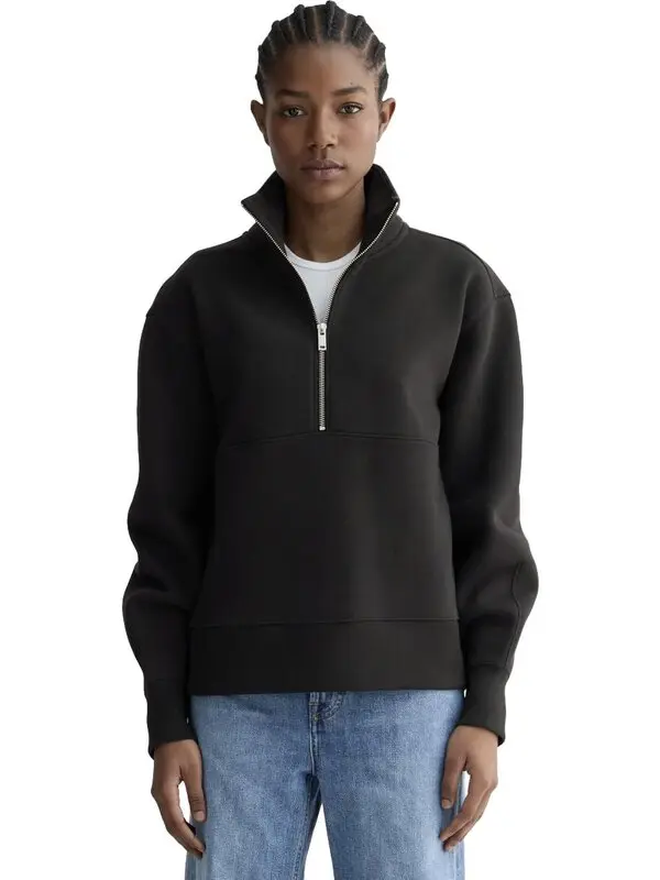 Everlane Luxe Fleece Half-zip Sweatshirt - Black