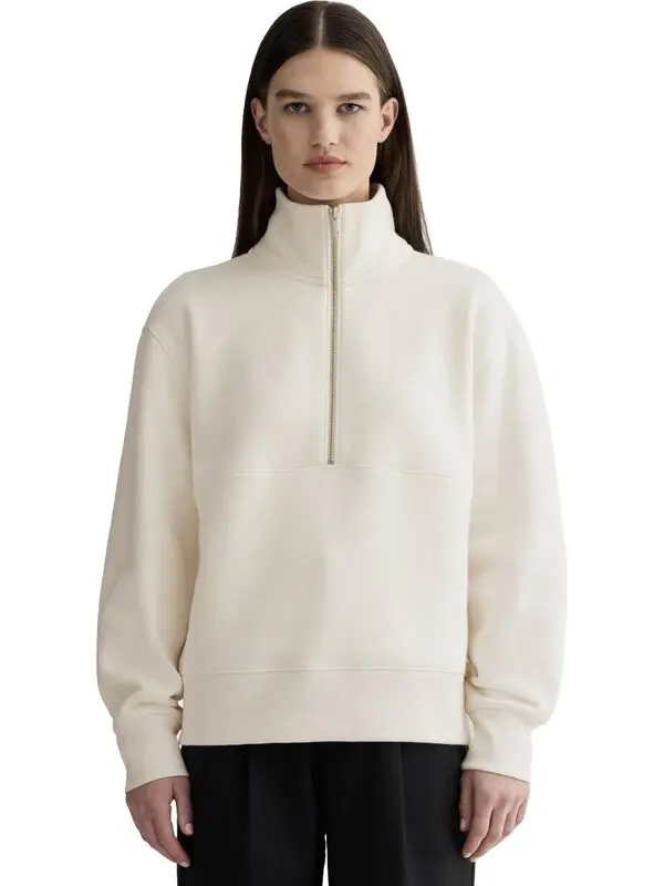 Everlane Luxe Fleece Half-zip Sweatshirt - Bone