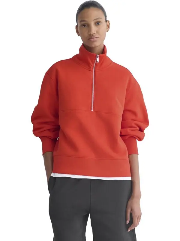 Everlane Luxe Fleece Half-zip Sweatshirt - Fiery Red