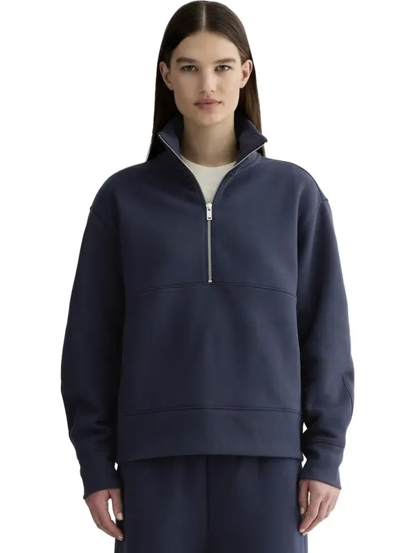 Everlane Luxe Fleece Half-zip Sweatshirt - Navy
