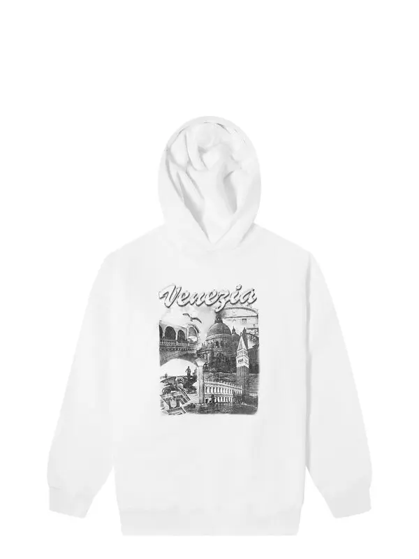 Balenciaga Venezia Print Oversized Hoodie - White