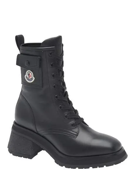 Moncler Gigi Leather Ankle Boots - Black
