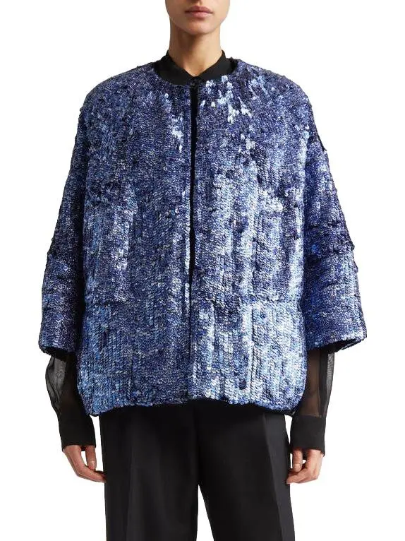 Dries Van Noten Embellished Cocoon Jacket - Blue