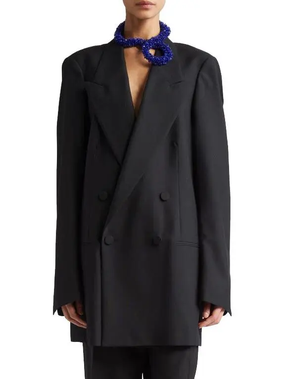 Dries Van Noten Blink Double-breasted Oversized Wool Toile Jacket - Black