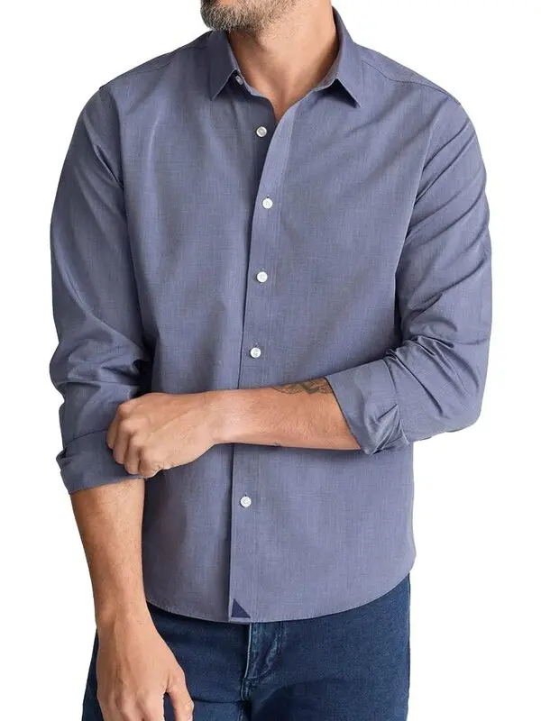 UNTUCKIT Orville Mélange Wrinkle Free Cotton Button-up Shirt - Blue