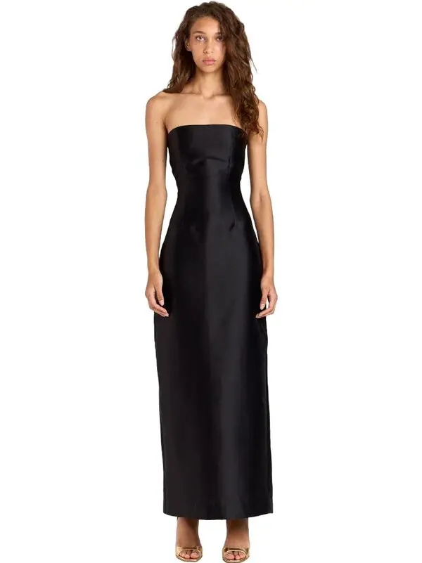 ROMY Twill Column Maxi Dress - Black