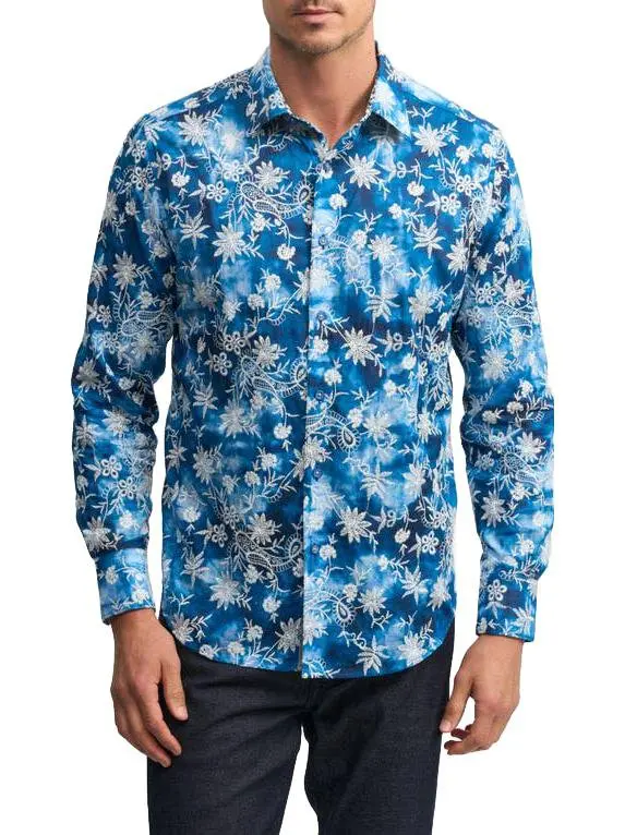Robert Graham Superior Embroidered Button-up Shirt - Blue