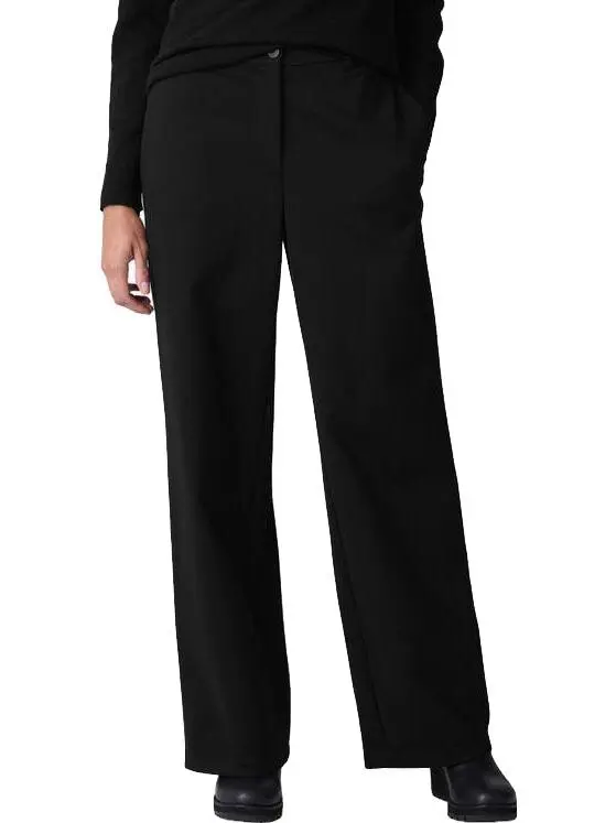 Eileen Fisher Washable Flex Ponte Wide Leg Pants - Black