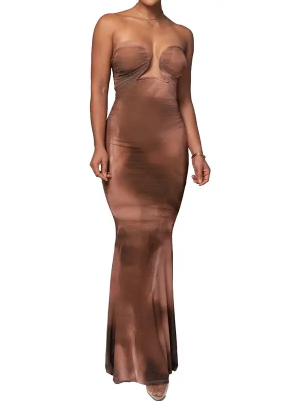 JLUXLABEL Bethany Strapless Maxi Dress - Brown