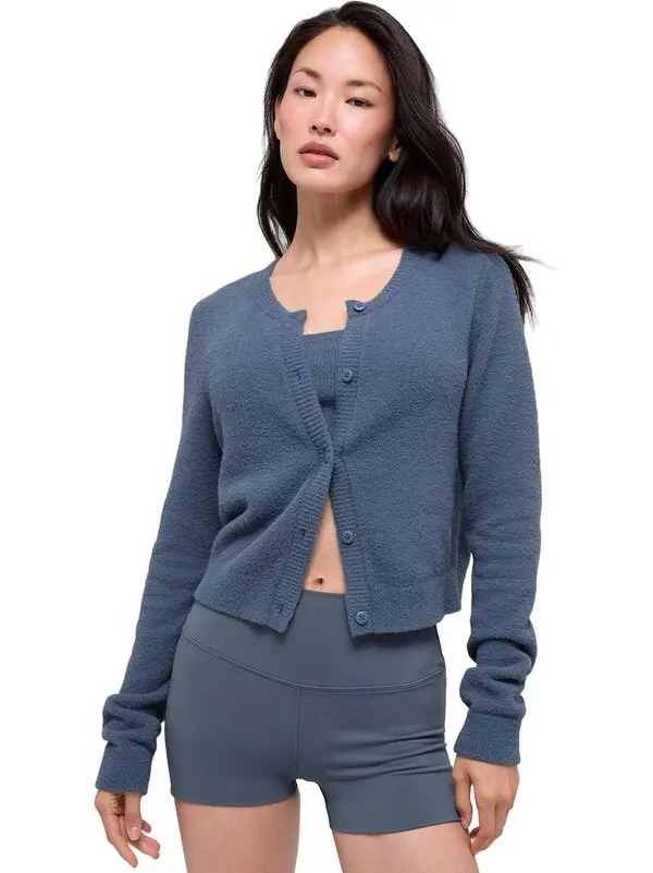 Alo Yoga Snuggle Up Cropped Cardigan - Bluestone