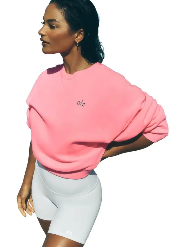 Alo Yoga Cropped Crewneck Top - Neon Bubblegum