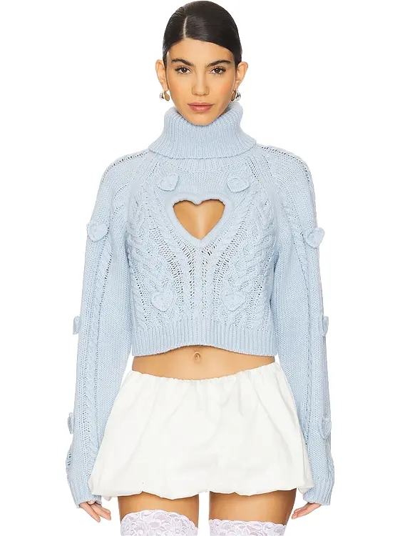 For Love & Lemons Rebecca Heart Sweater - Blue