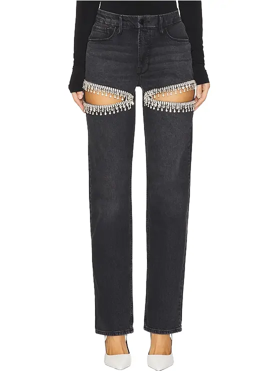 Good American Good Icon Straight Diamond Jeans - Black376
