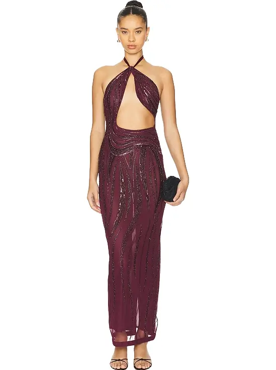 CAMILA COELHO Lyra Maxi Dress - Dark Cherry