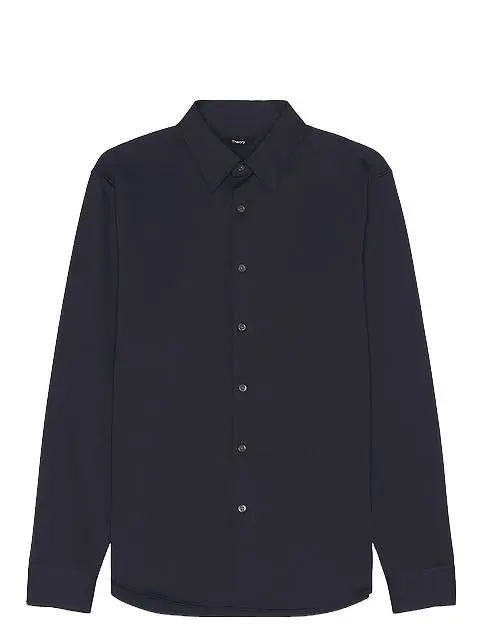 Theory Sylvain Structure Knit Shirt In Navy - Eclipse