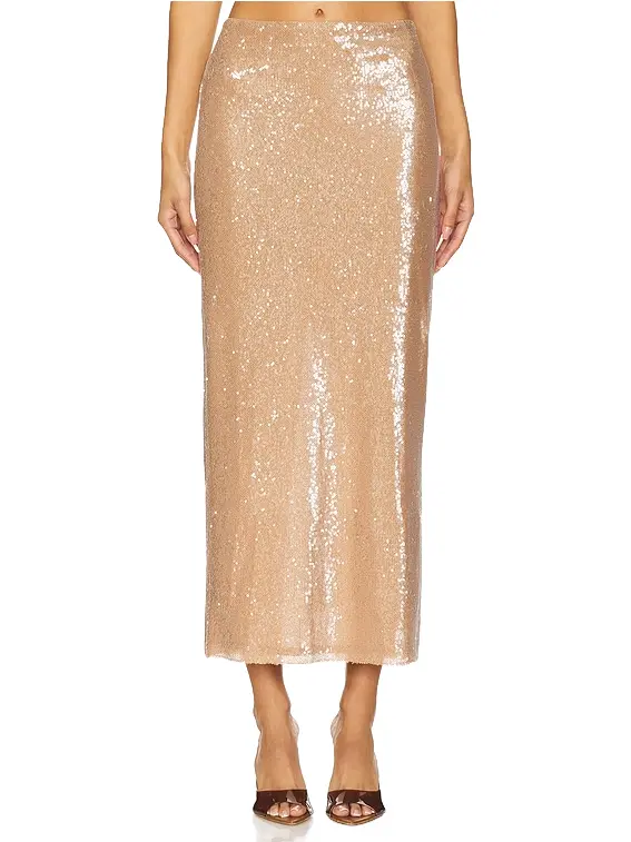 CAMILA COELHO Noella Sequin-embellished Skirt - Neutral