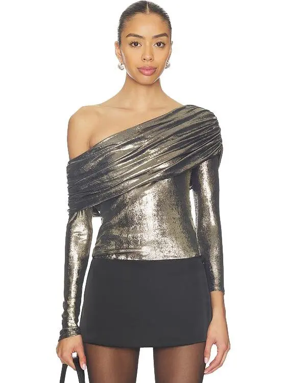LOVERS AND FRIENDS Jazz Metallic Top - Black & Gold